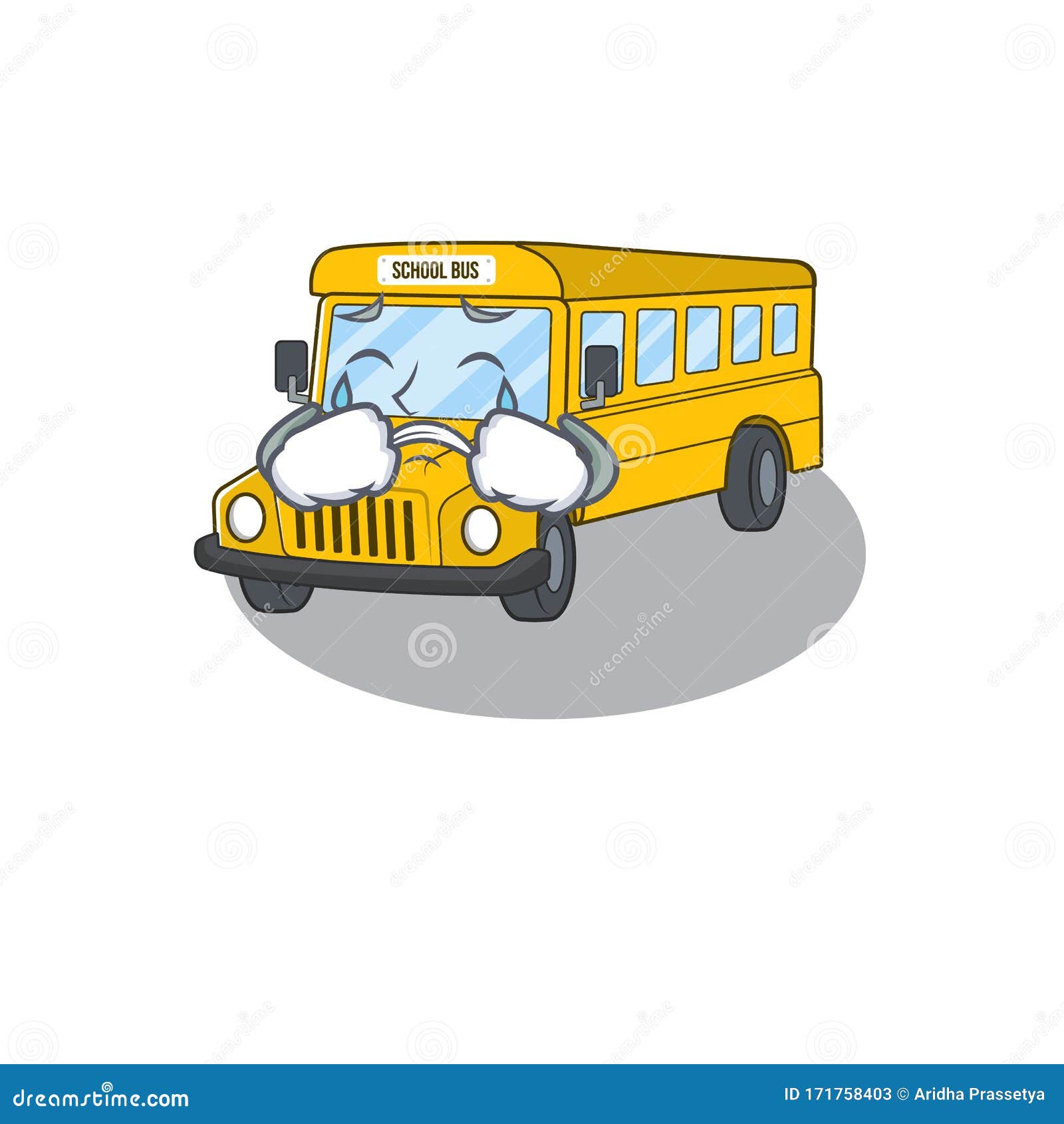 School Bus Cartoon Character Concept with a Sad Face Stock Vector ...