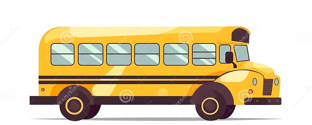 School Bus with Cartoon Style. Flat and Solid Color Vector Illustration ...