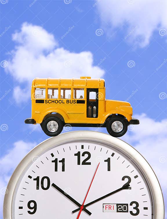 School Bus on Clock stock photo. Image of miniature, clouds - 2533572