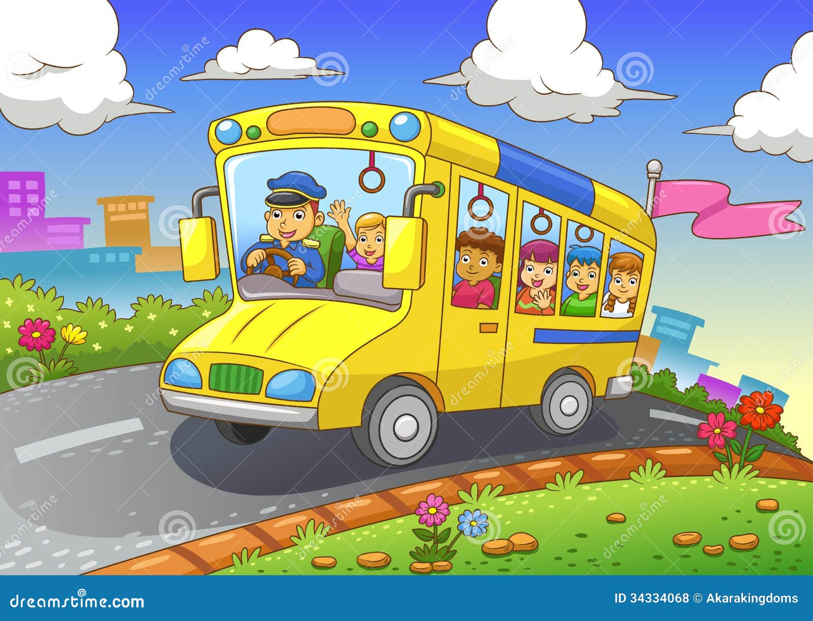 School bus stock vector. Illustration of student, kids - 34334068