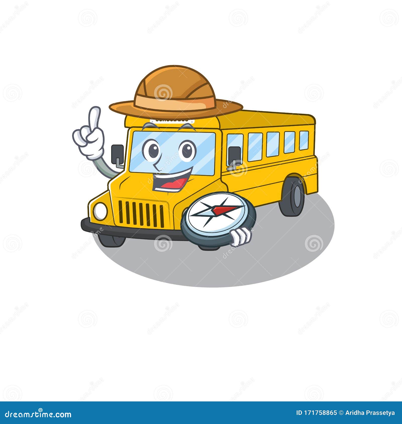 School Bus Experienced Explorer Using a Compass Stock Vector ...