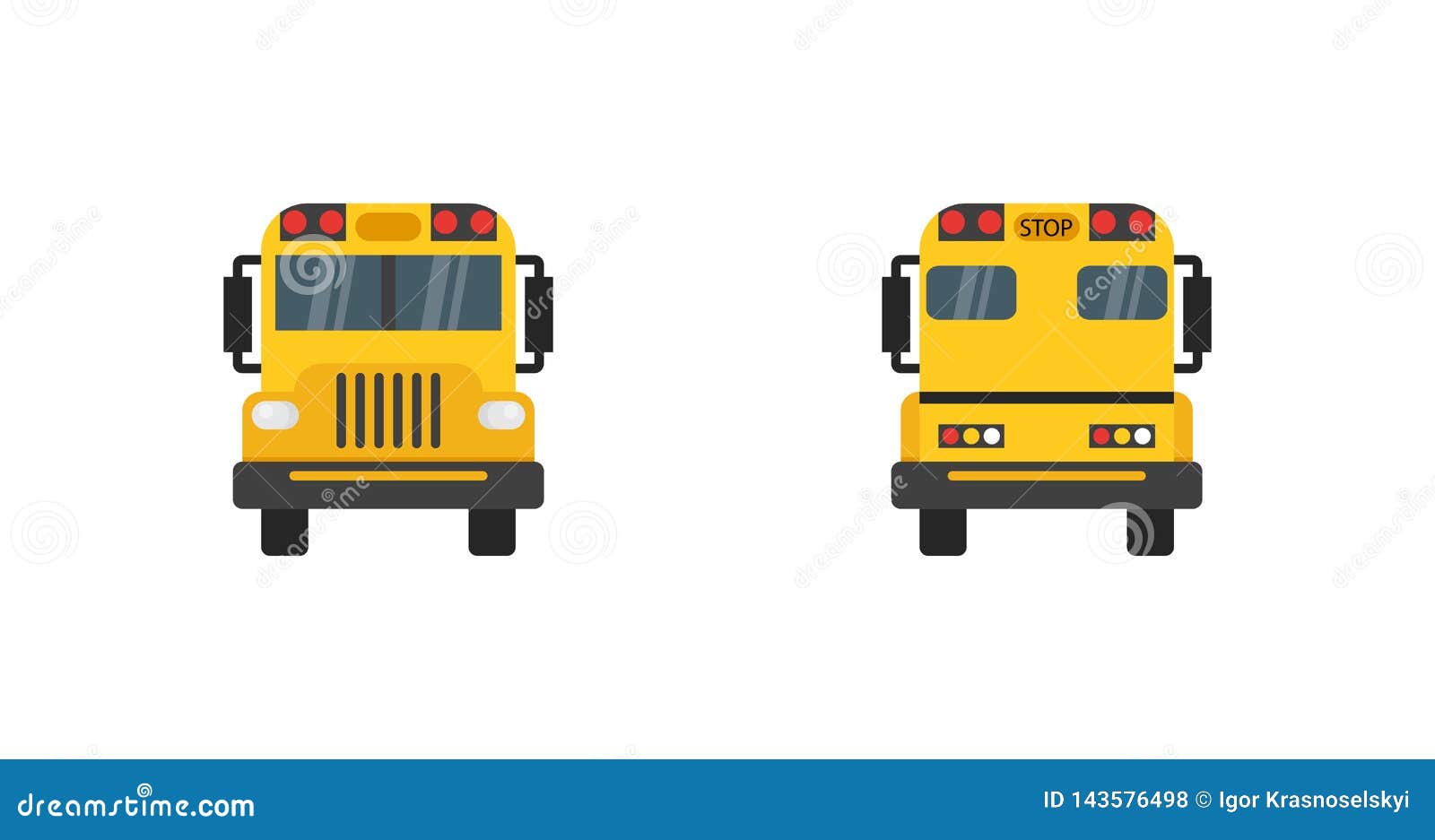 School Bus in Flat Design. School Bus Yellow Stock Vector ...