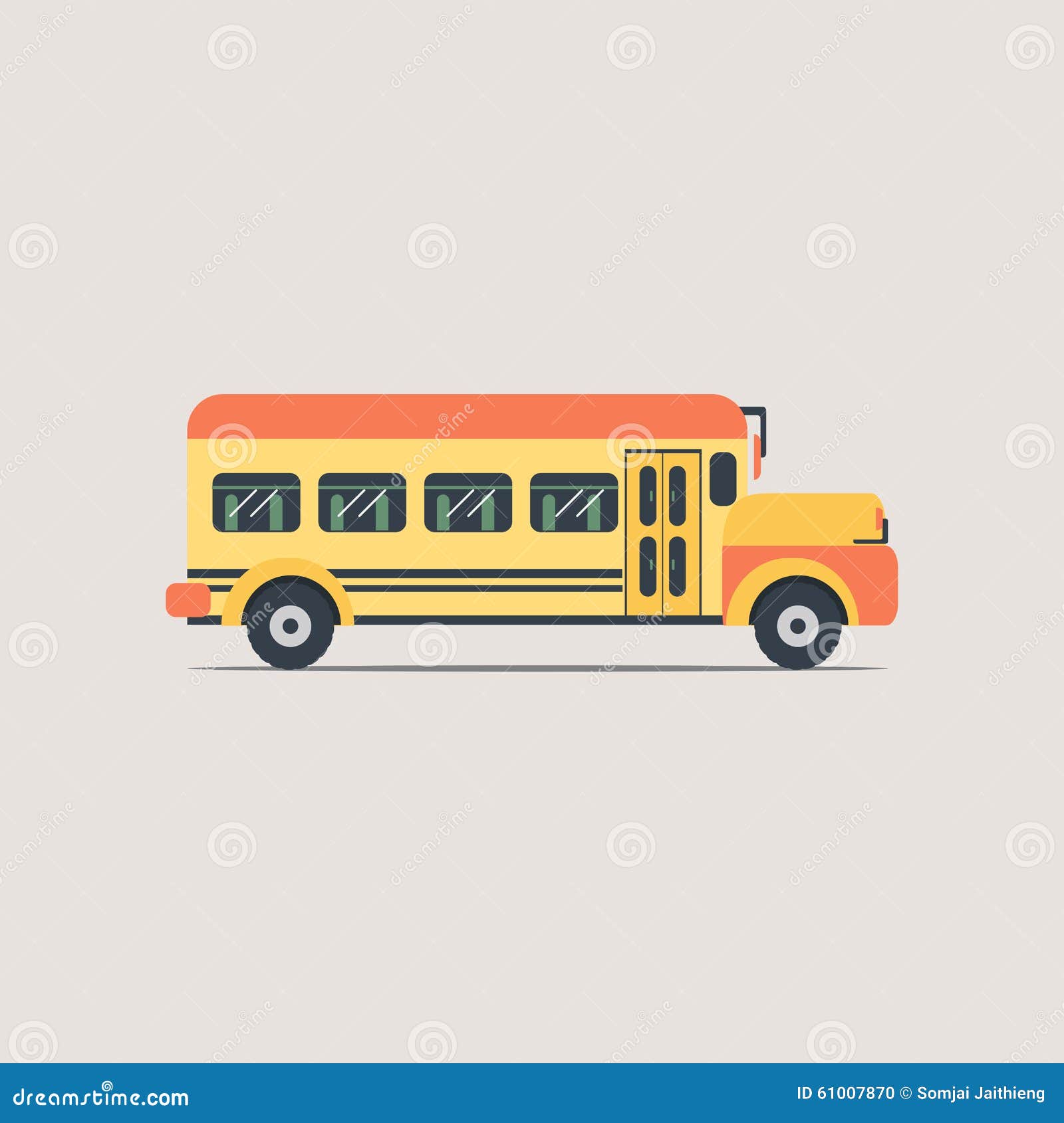 School bus flat icon. stock vector. Illustration of sign - 61007870
