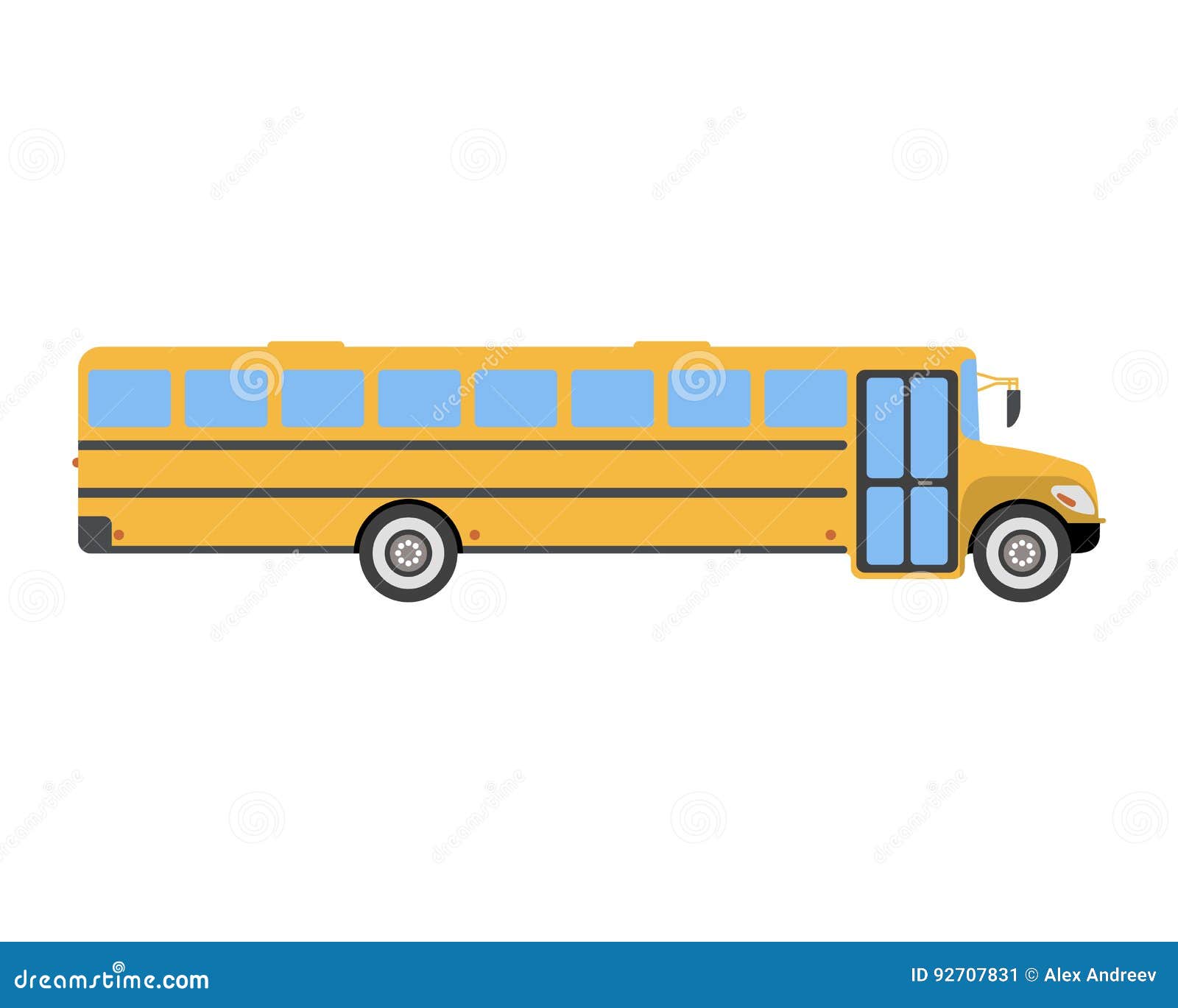 School Bus Flat Icon and Logo. Cartoon Vector Illustration Stock Vector ...