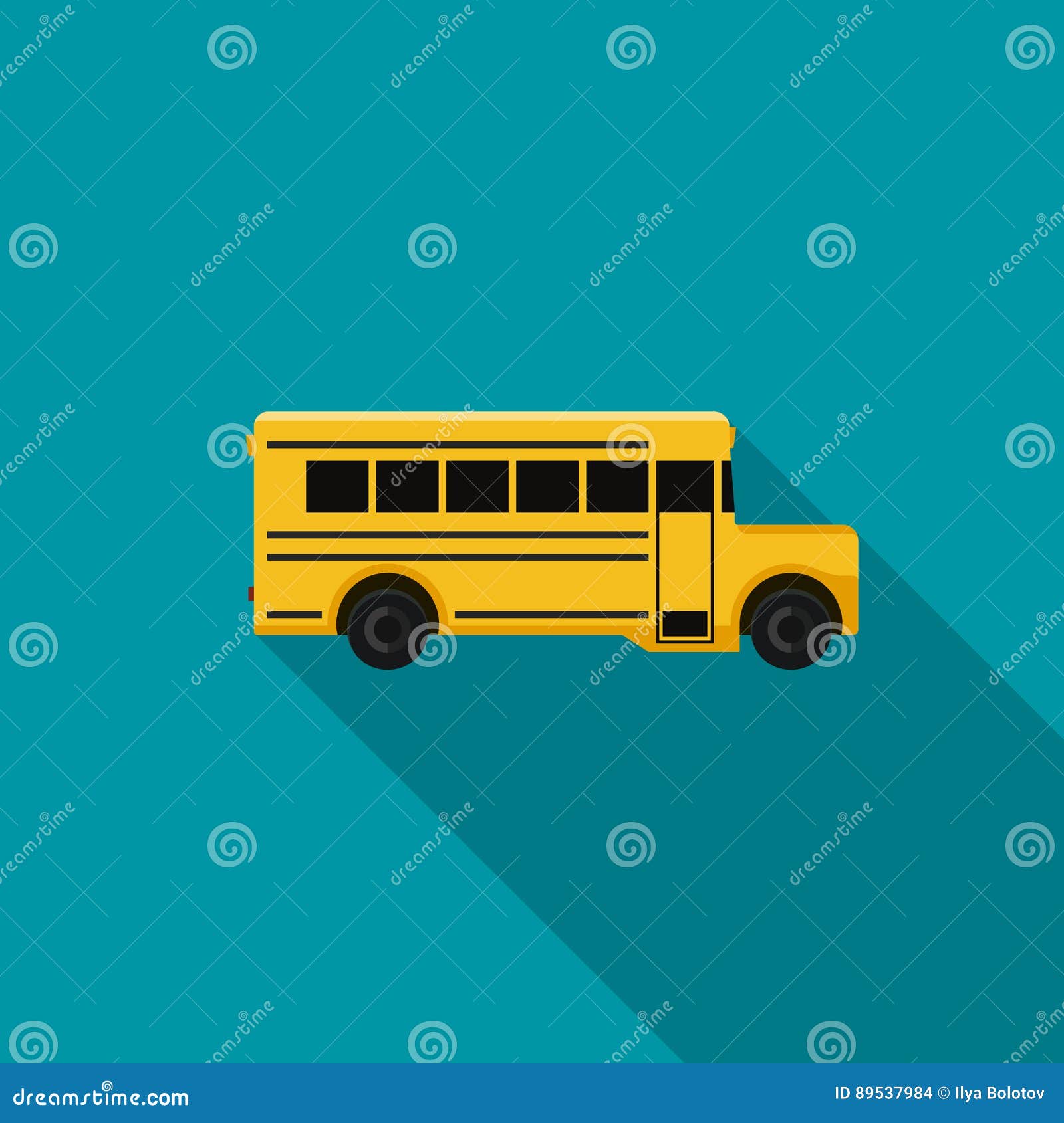 School bus flat icon stock vector. Illustration of transport - 89537984