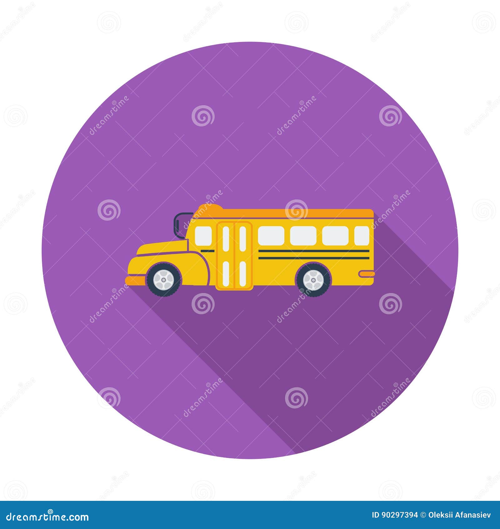 School bus flat icon. stock vector. Illustration of road - 90297394