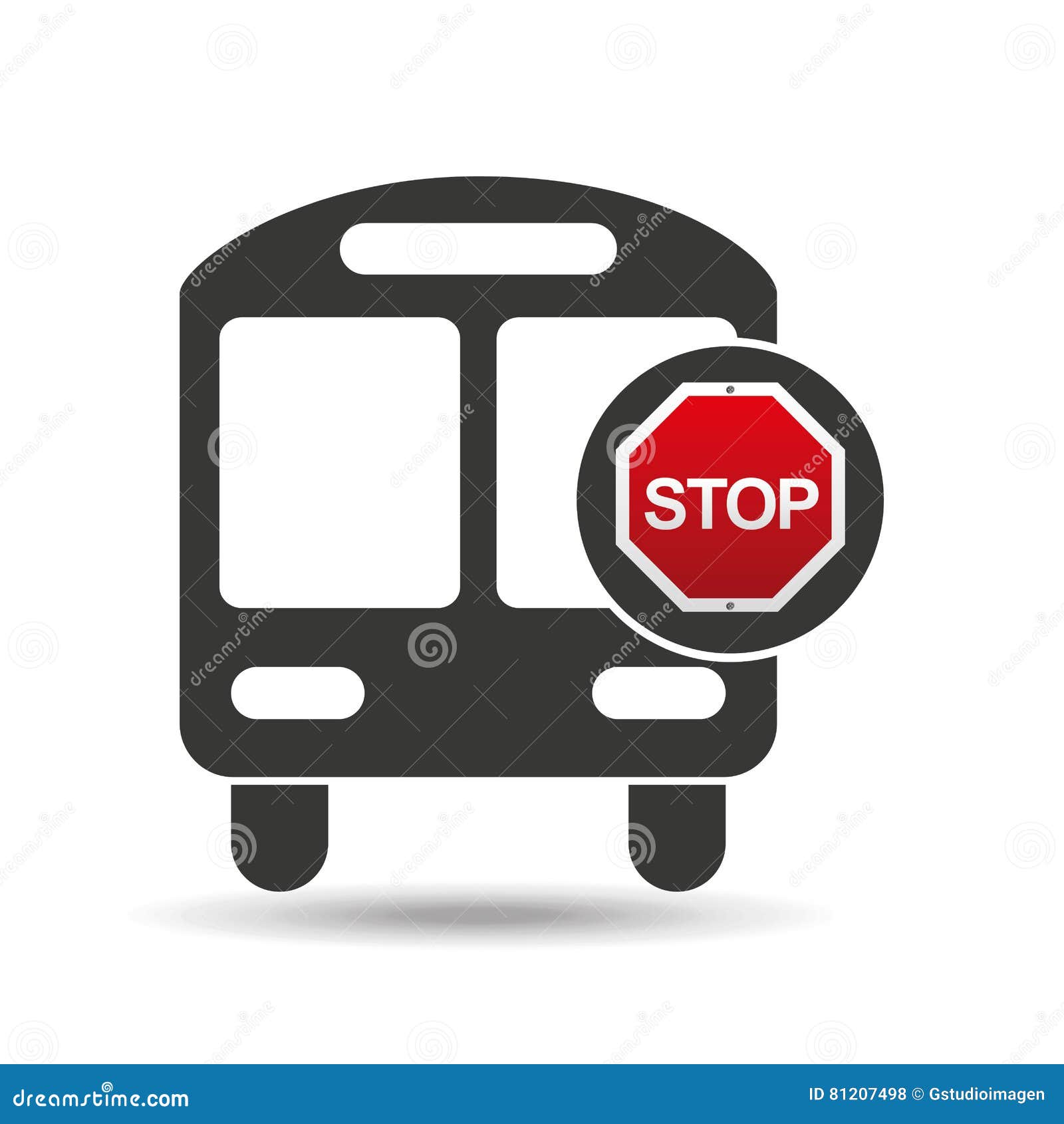 School Bus Front Stop Road Sign Design Stock Vector - Illustration of ...