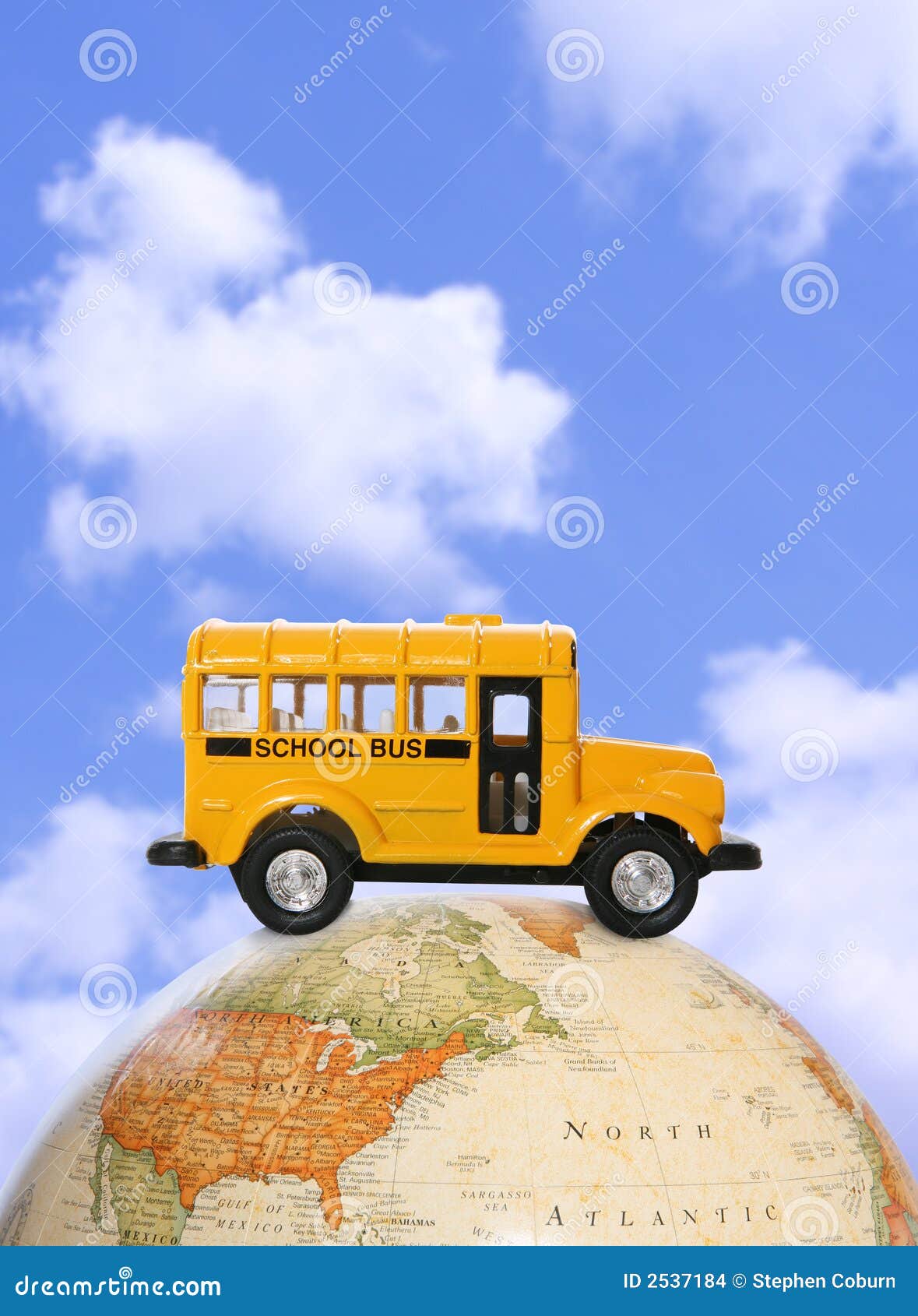 School Bus on Globe stock photo. Image of continent, object - 2537184