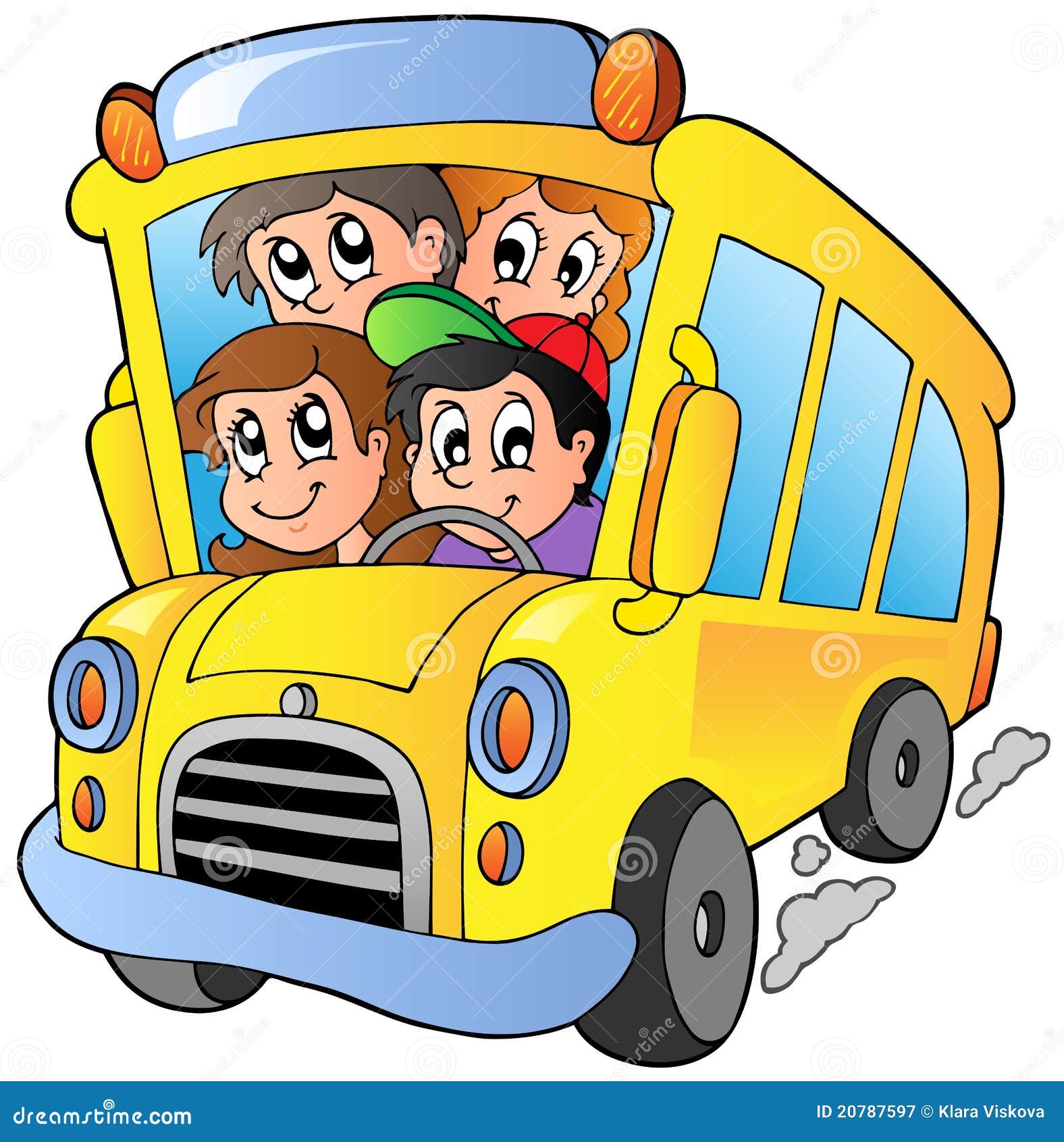 School Bus with Happy Children Stock Vector - Illustration of kids ...
