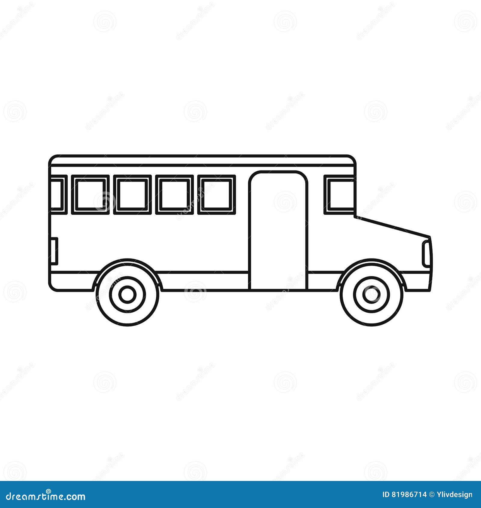 School Bus Icon, Outline Style Stock Vector - Illustration of line ...