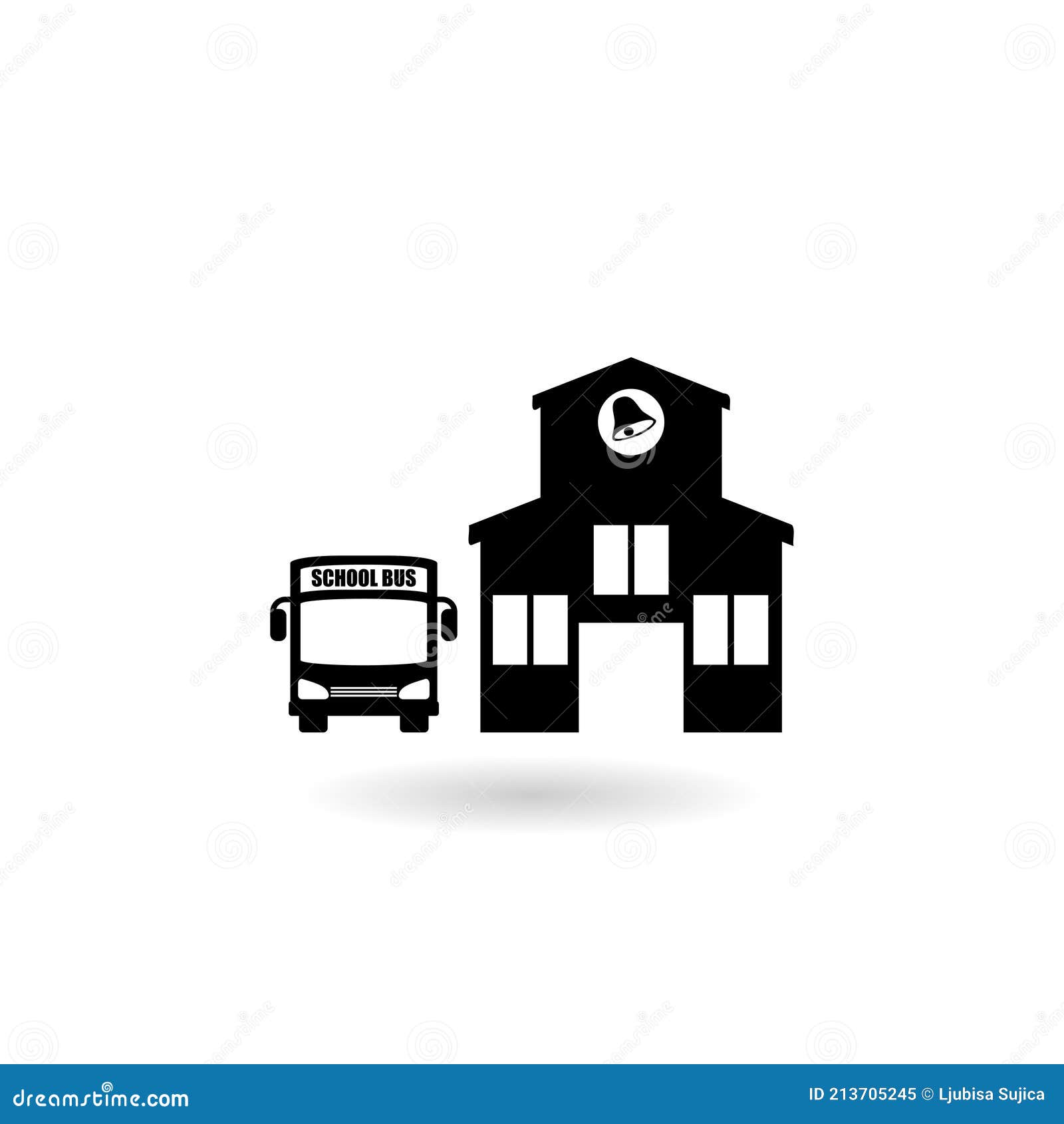 School Bus Icon with Shadow Stock Vector - Illustration of school ...