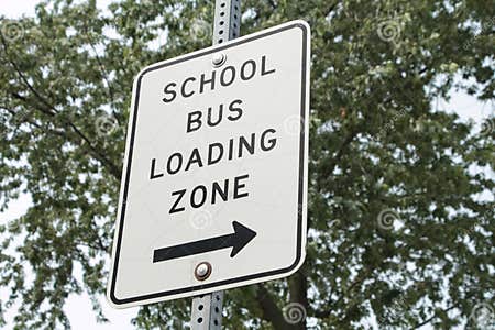 School Bus Loading Zone Vertical Rectangle Sign with Arrow Pointing ...