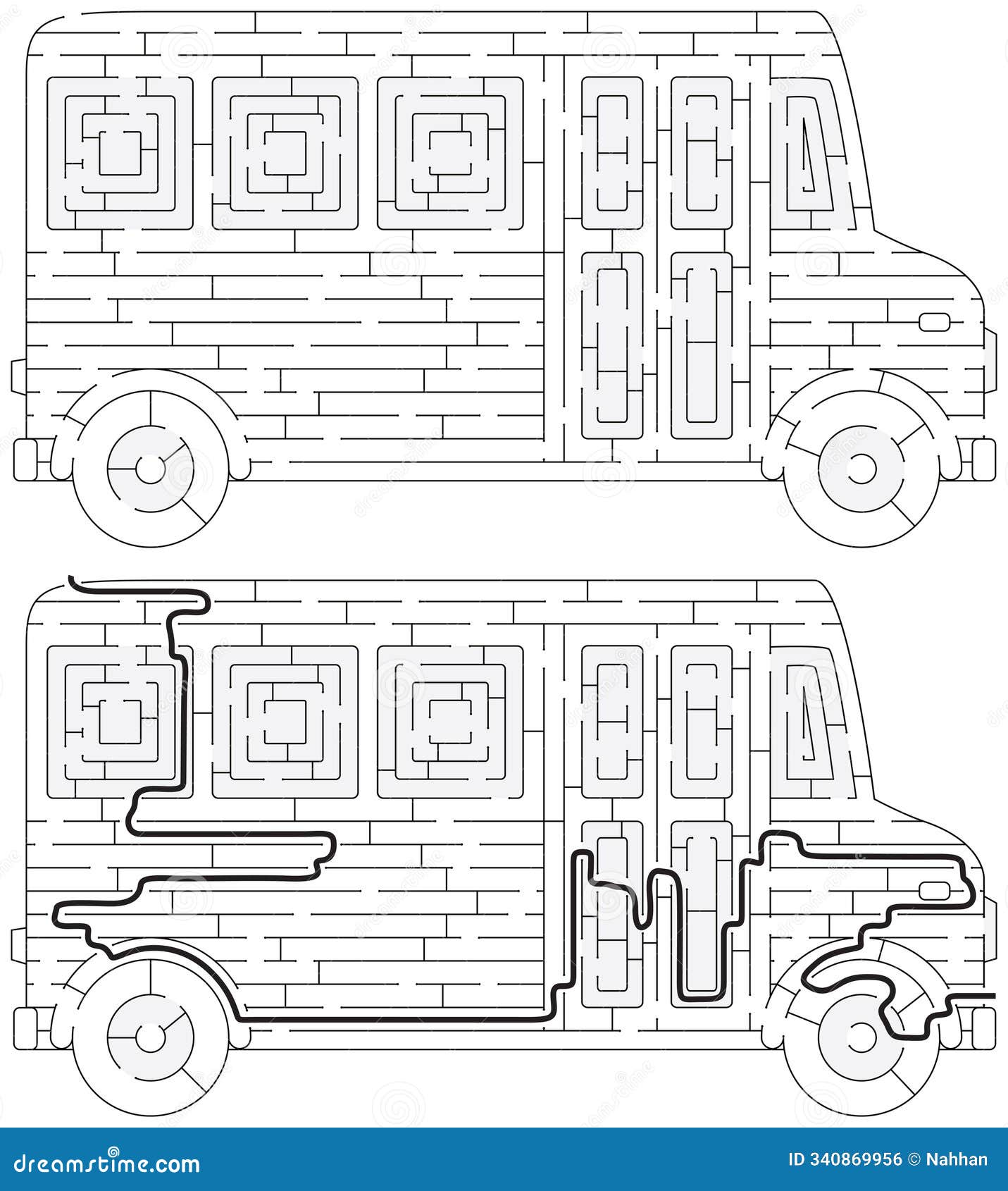 School bus maze stock illustration. Illustration of puzzle - 340869956