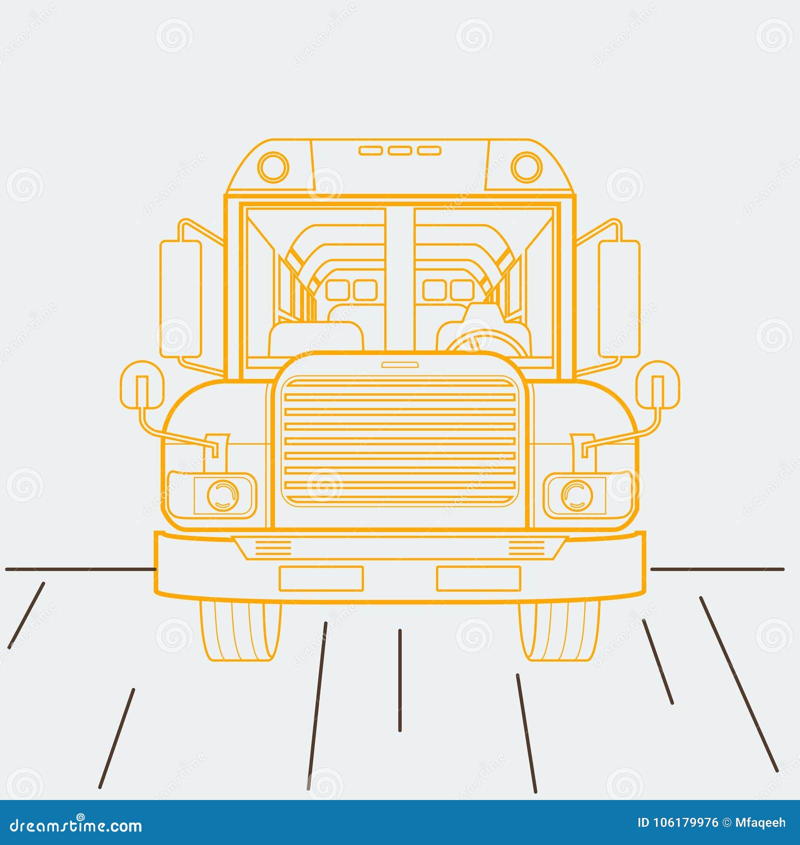 Outline Style Front View School Bus Vector Illustration Stock Vector ...