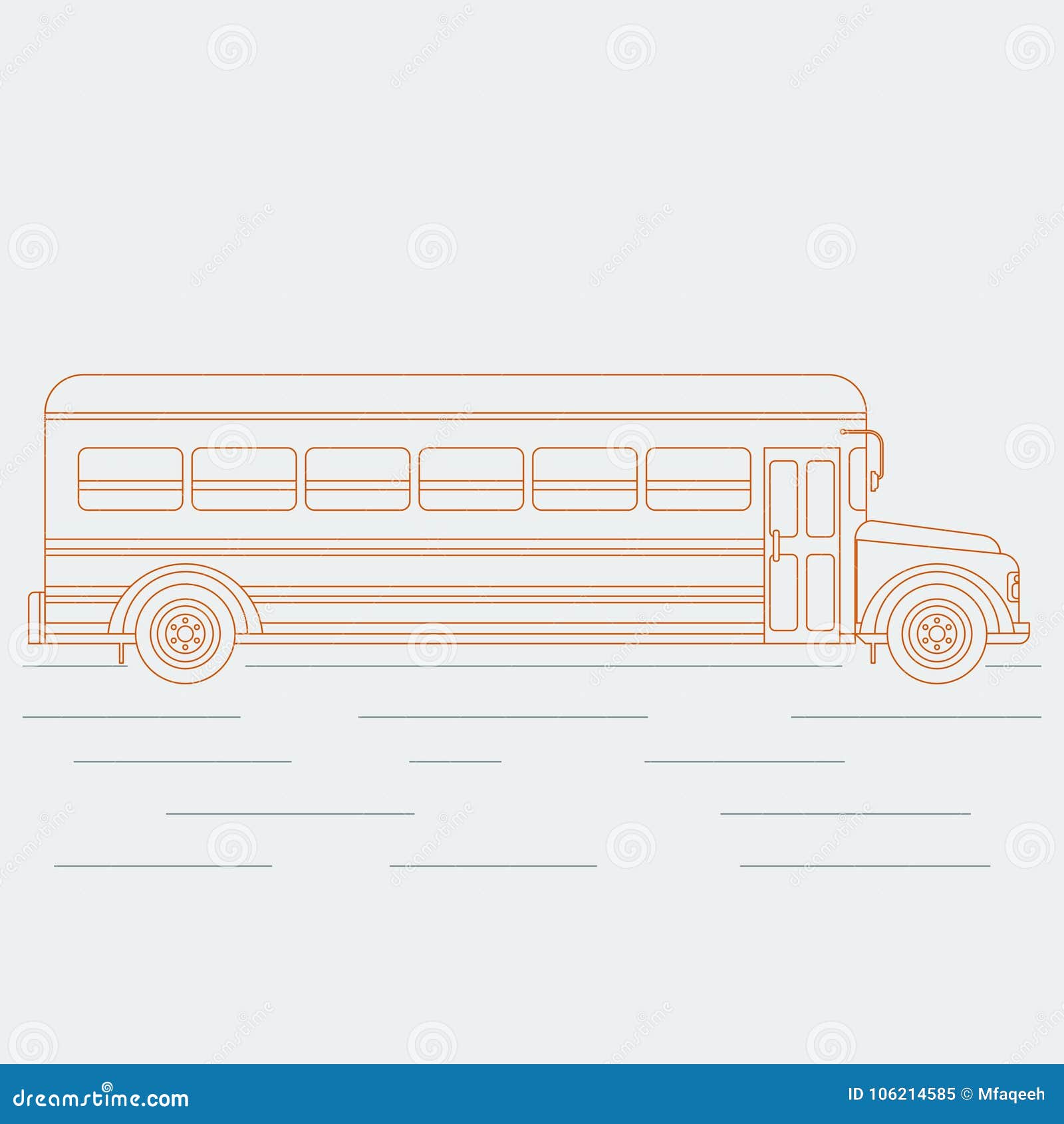 Outline Style Side View School Bus Vector Illustration Stock Vector ...
