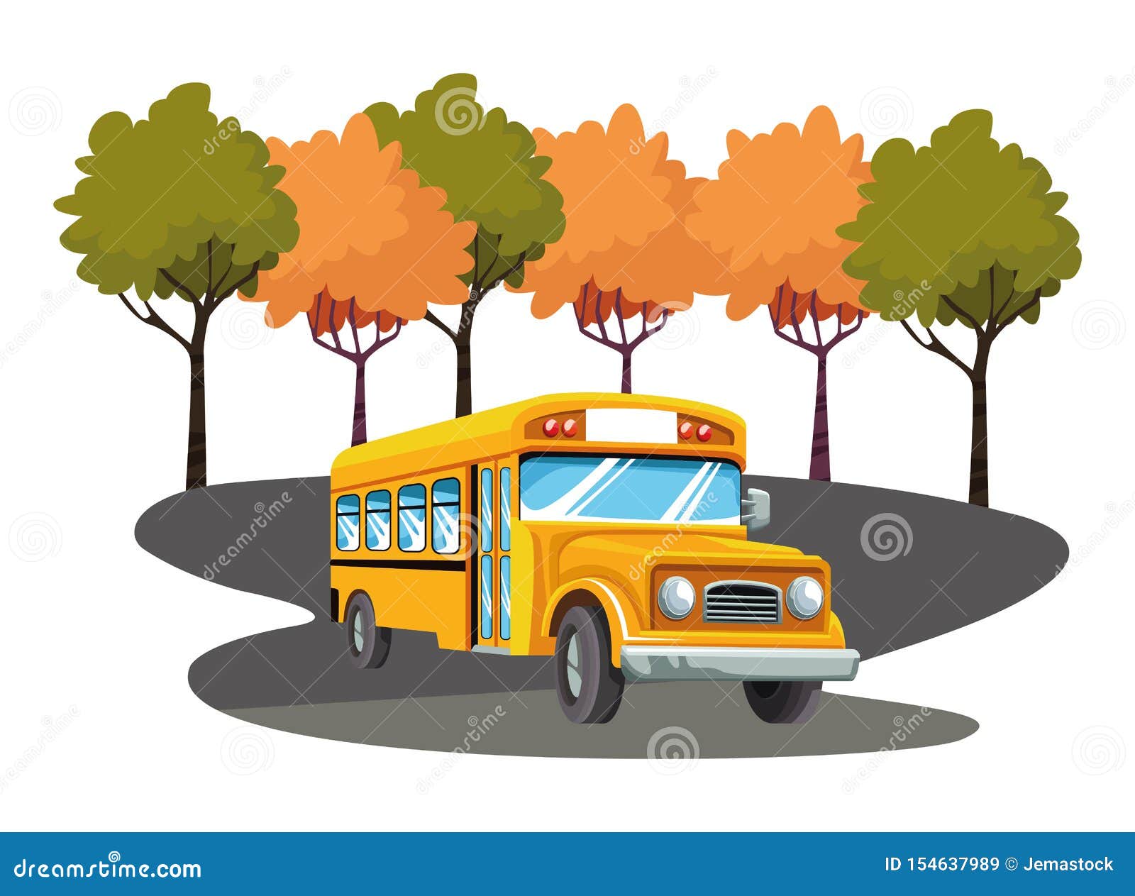 School Bus Passing by Park Scenery Stock Vector - Illustration of ...