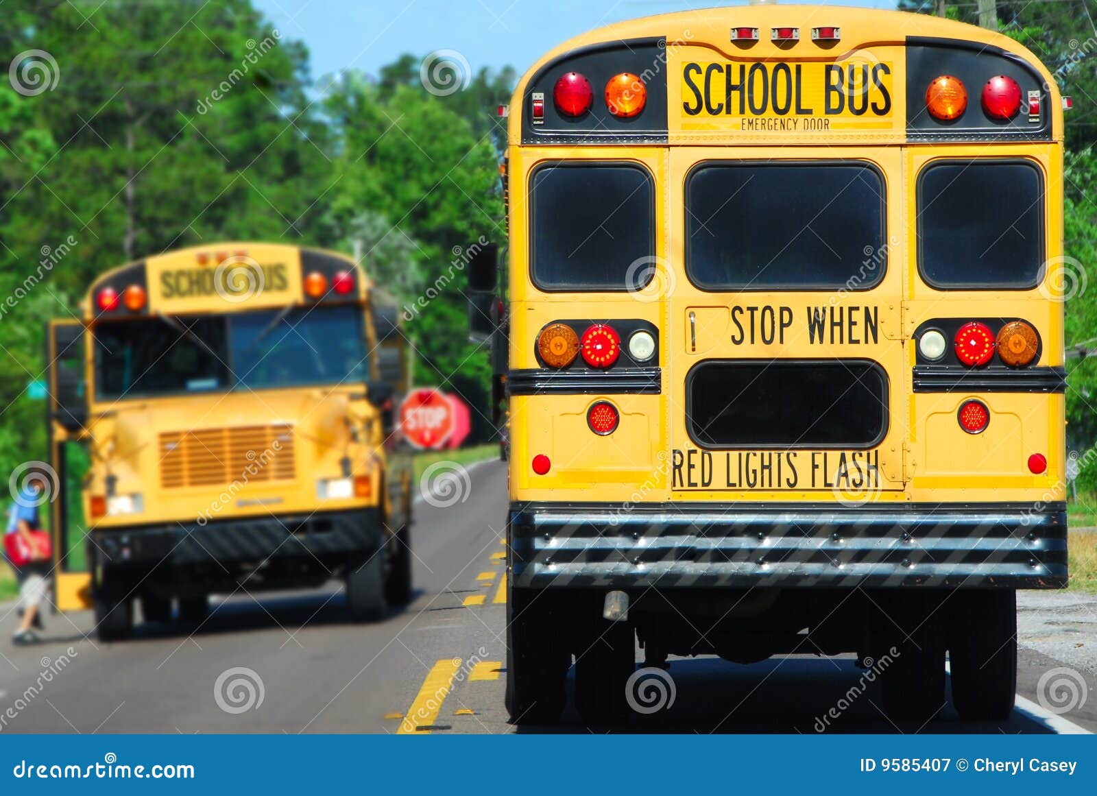 School bus picking up kids stock image. Image of lane - 9585407