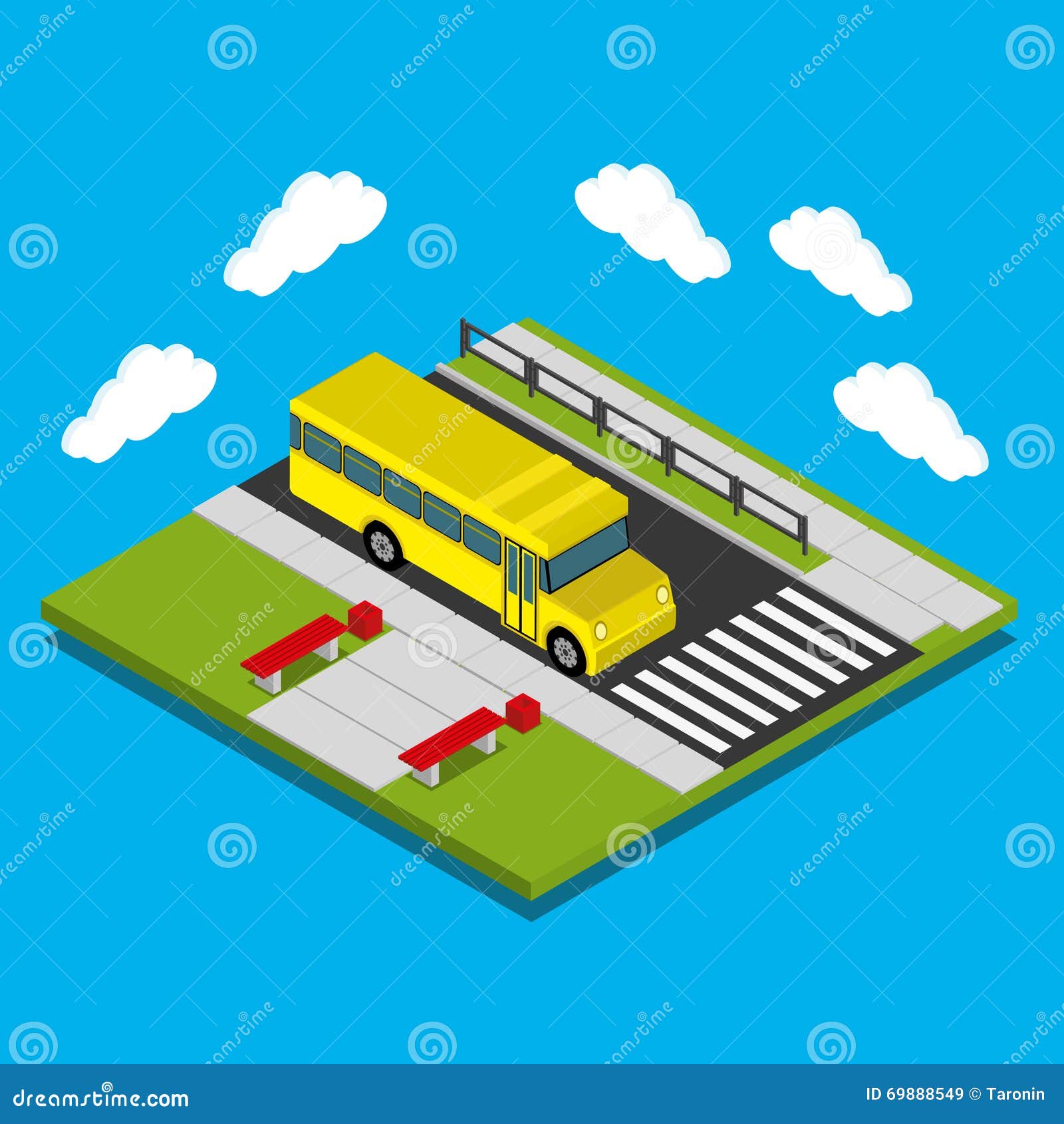 School bus on the road. stock vector. Illustration of print - 69888549