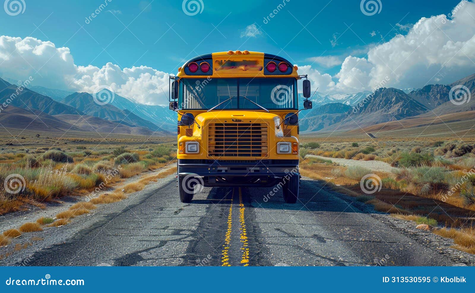 School Bus on the Road To School Stock Illustration - Illustration of ...