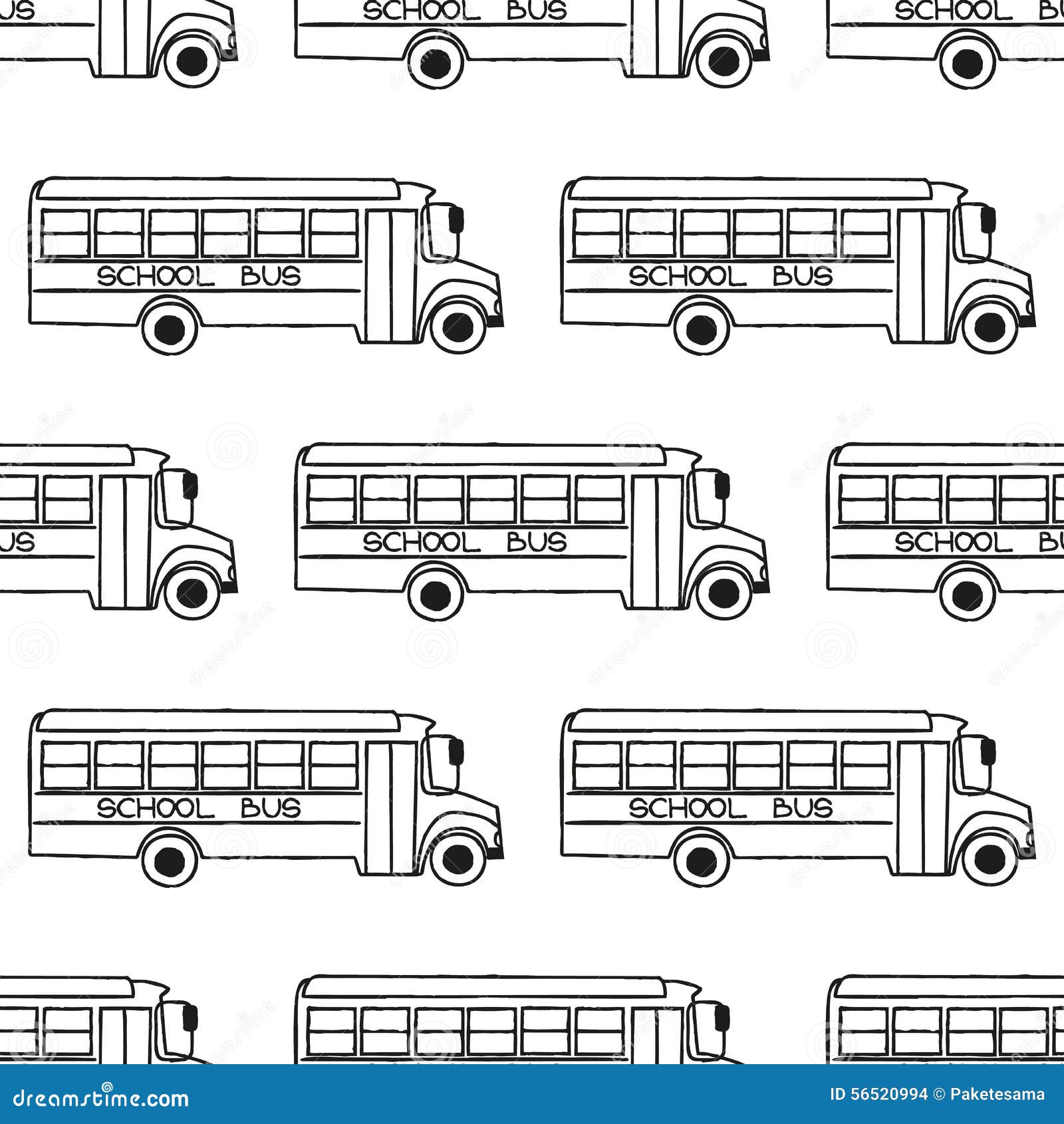 School Bus Seamless Pattern Stock Vector - Illustration of doodle ...