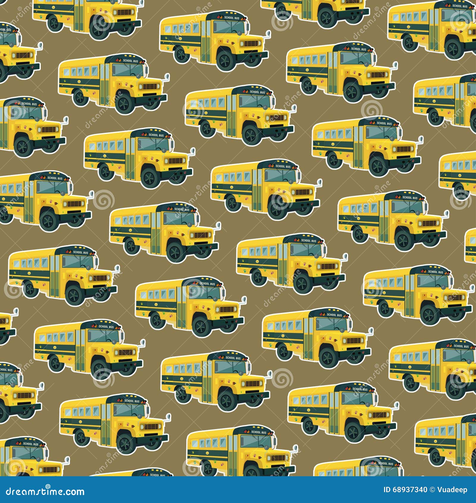 School Bus Seamless Pattern Stock Vector - Illustration of school ...