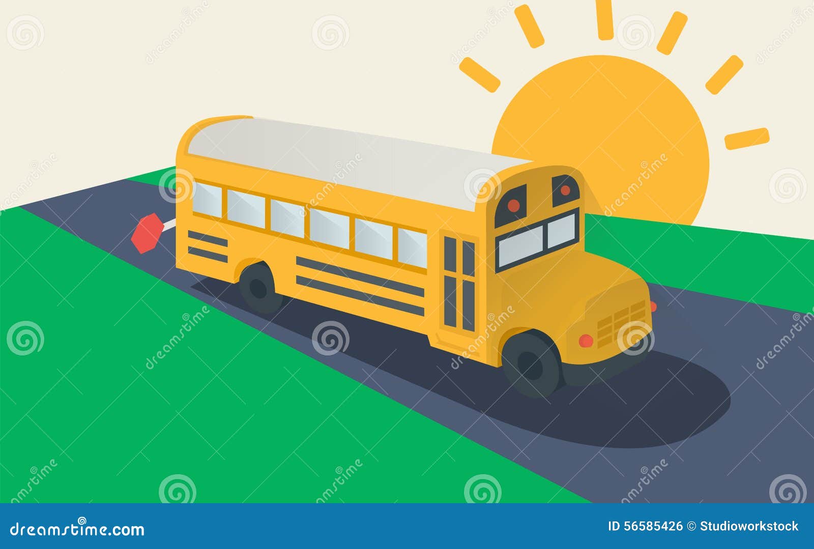 School bus, side view. stock vector. Illustration of road - 56585426