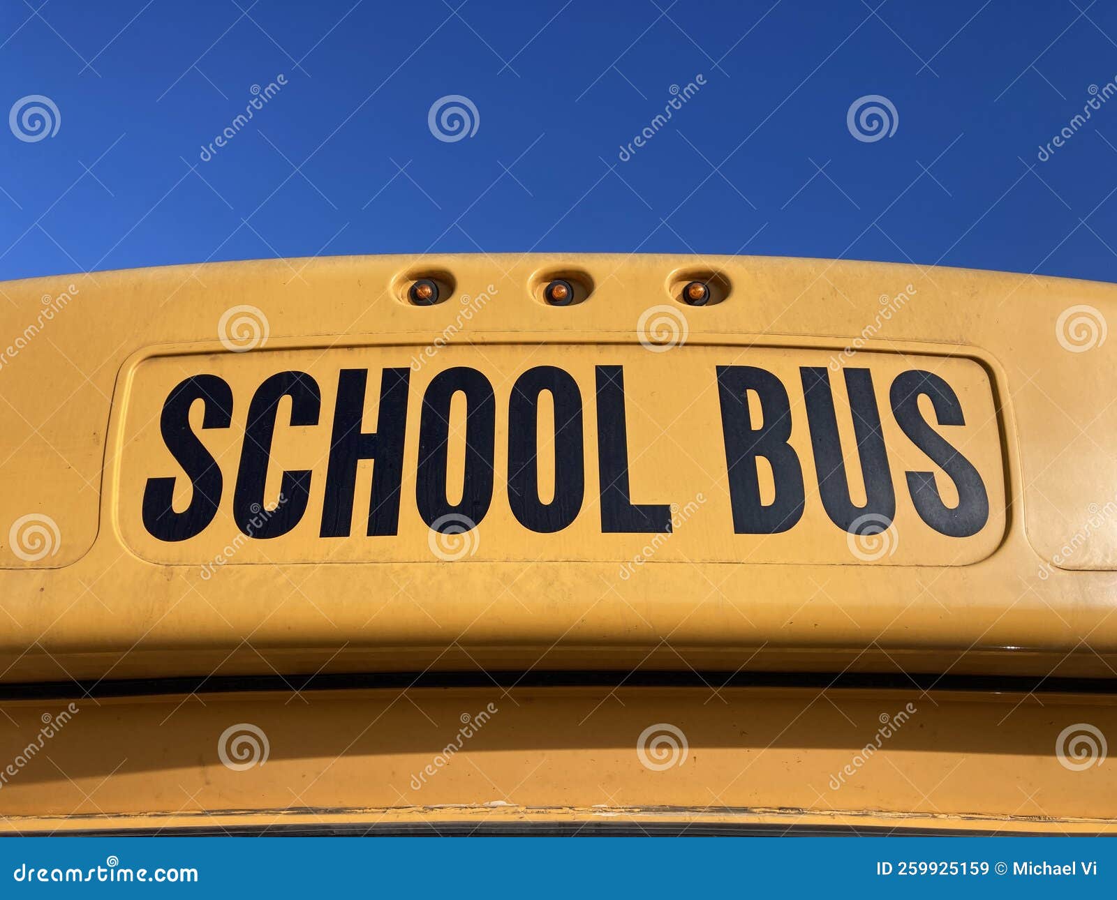 School Bus Sign on Yellow School Bus. Close Up Stock Image - Image of ...