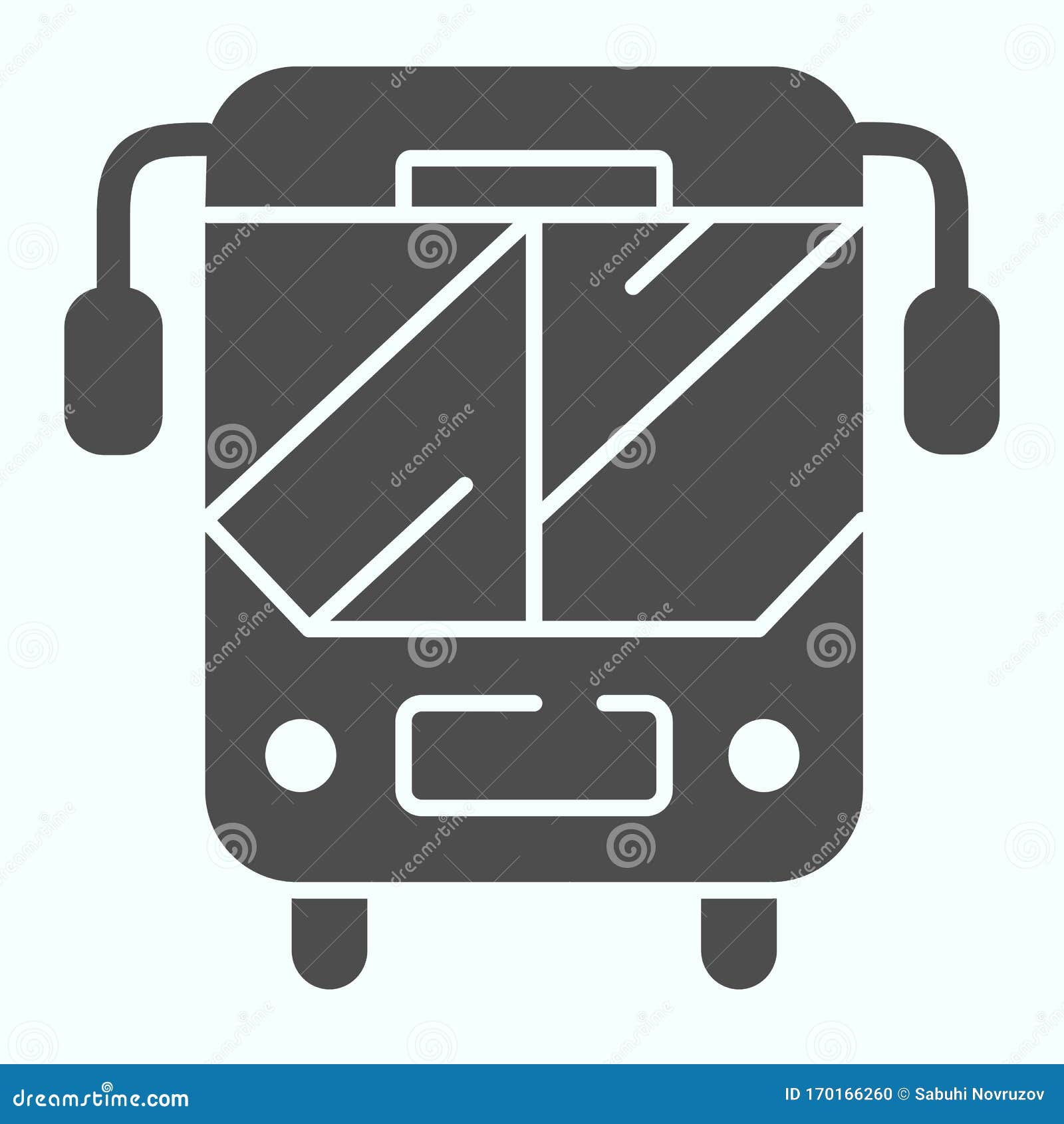 School Bus Solid Icon. Bus Front Side Vector Illustration Isolated on ...