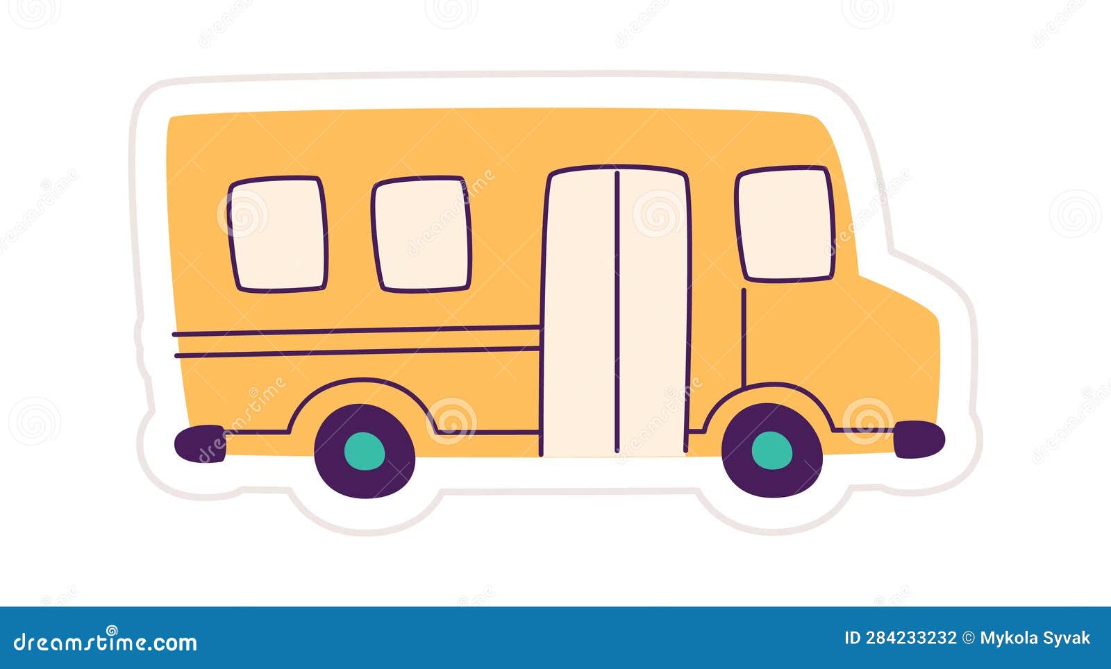 School Bus Sticker stock vector. Illustration of cartoon - 284233232