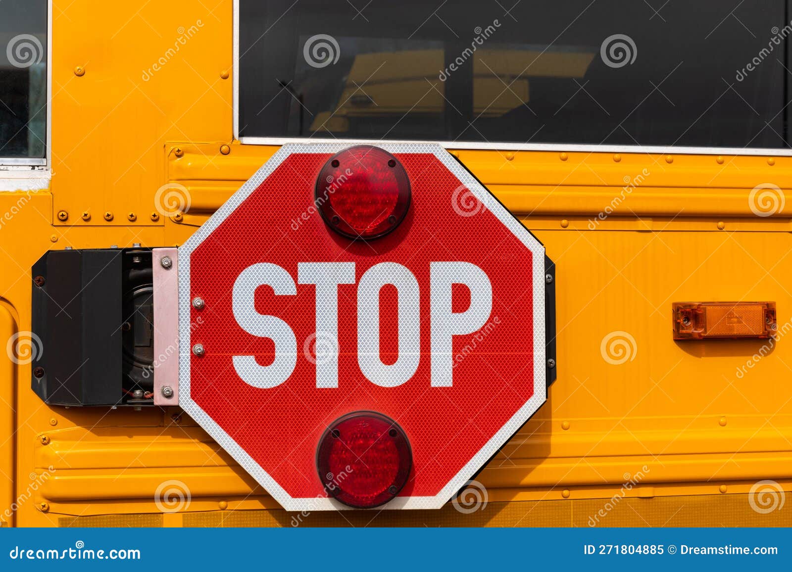 School Bus Stop Sign stock image. Image of side, windows - 271804885