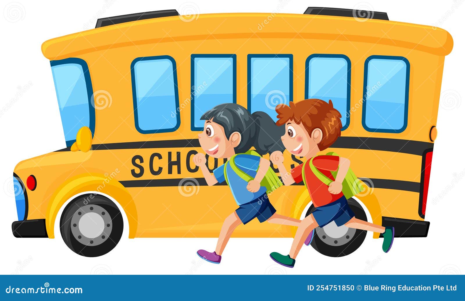 School Bus with Students Cartoon Stock Vector - Illustration of school ...