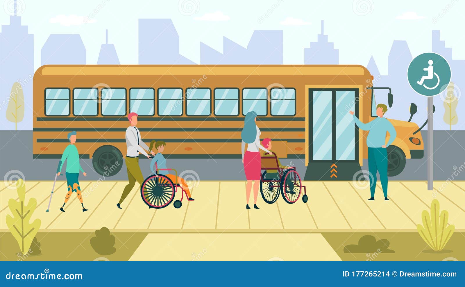 School Bus Suitable for Student with Special Need Stock Vector ...