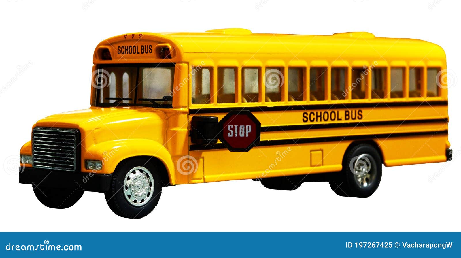 School Bus Toy on Isolated White Background Stock Image - Image of ...