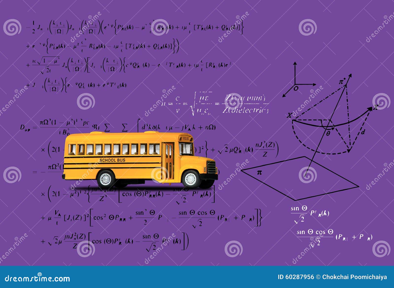 School Bus Toy Model and Math Formular. Stock Photo - Image of math ...