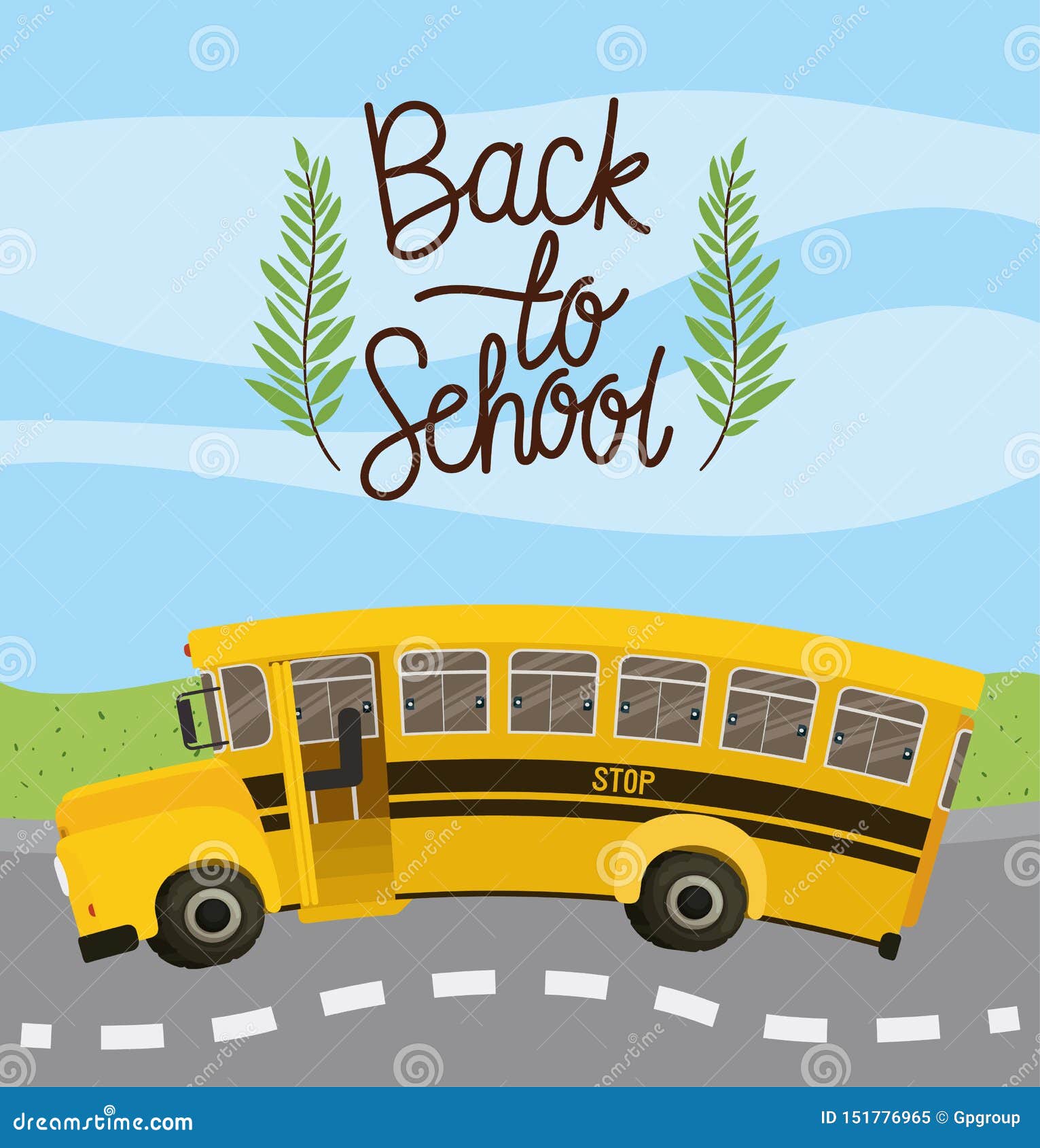 School Bus Transport in the Road Stock Vector - Illustration of icon ...