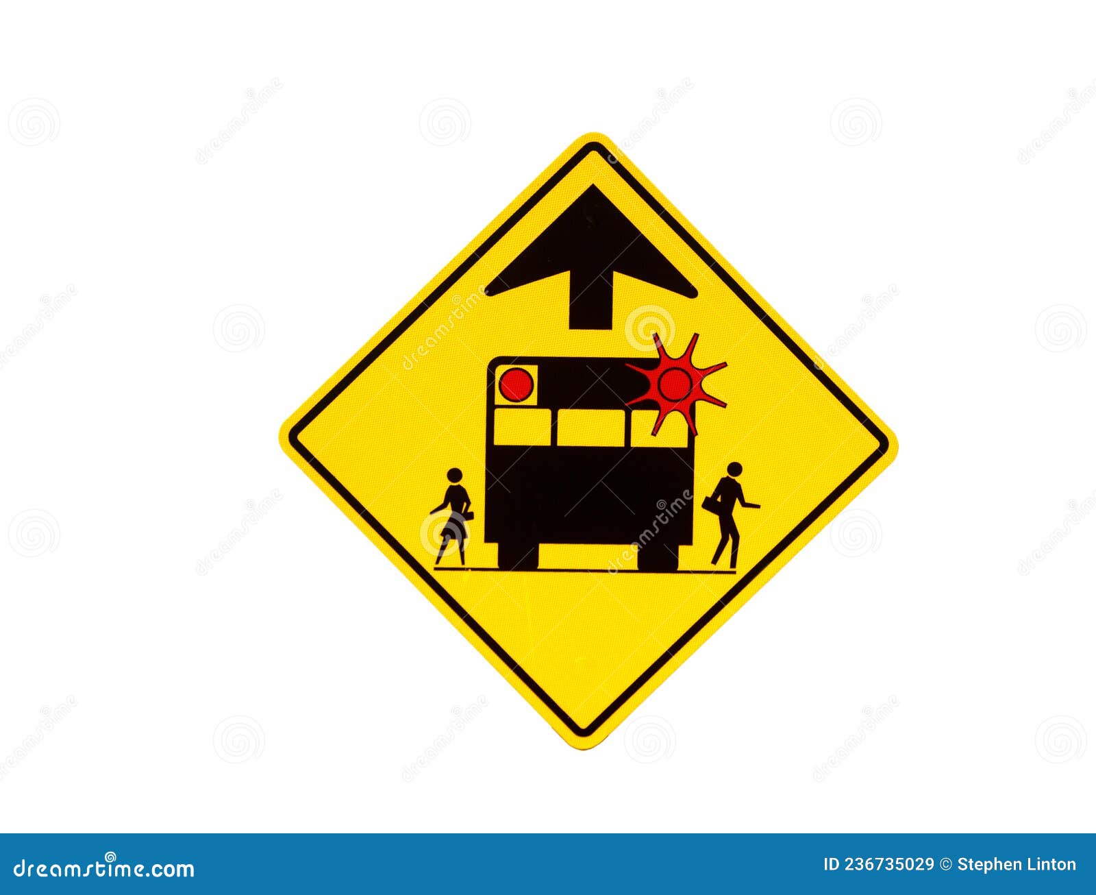 School Bus Warning Sign on a White Background Stock Image - Image of ...
