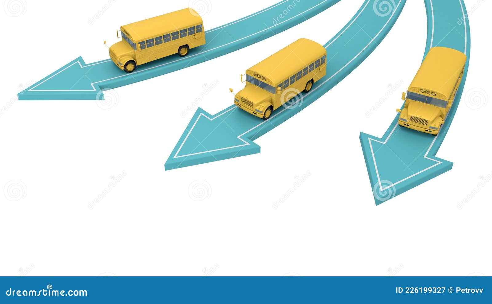 School Buses Go in Different Directions Stock Illustration ...