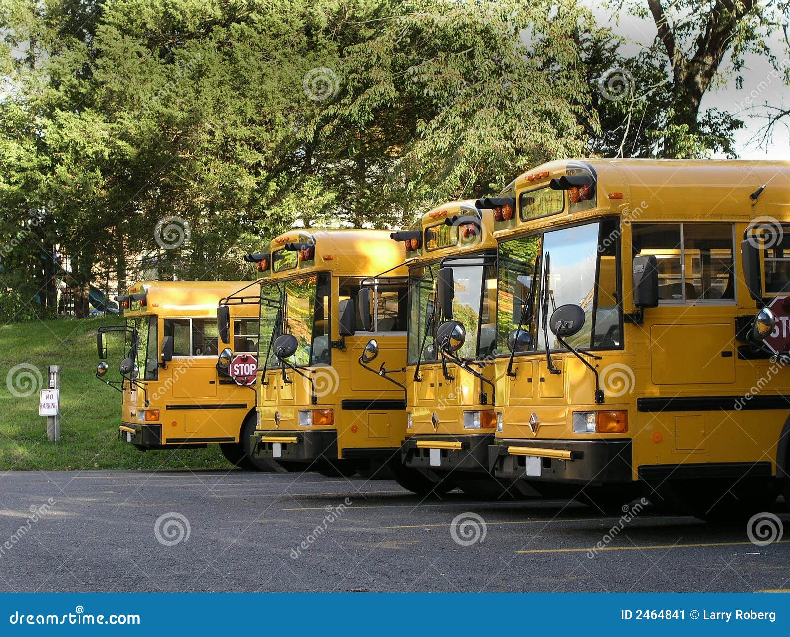 School buses lined up stock image. Image of depot, yellow - 2464841
