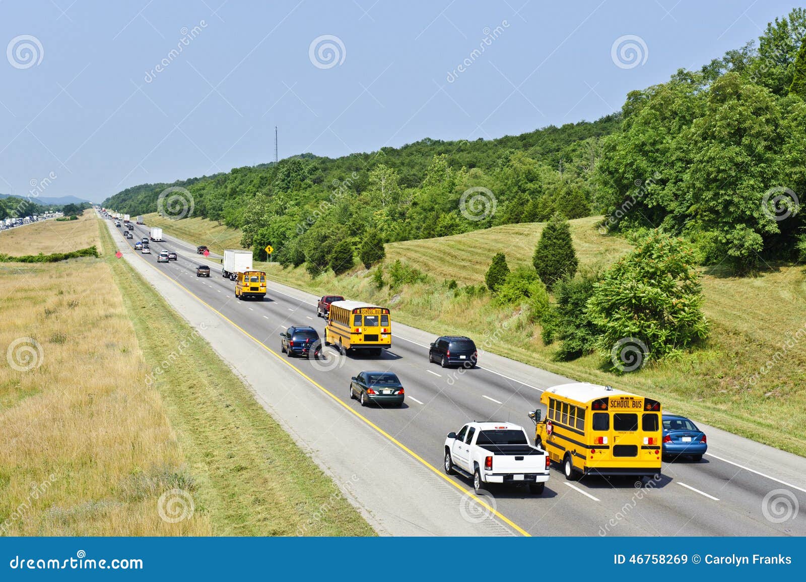 Busy highway traffic stock image. Image of grass, trees - 46758269