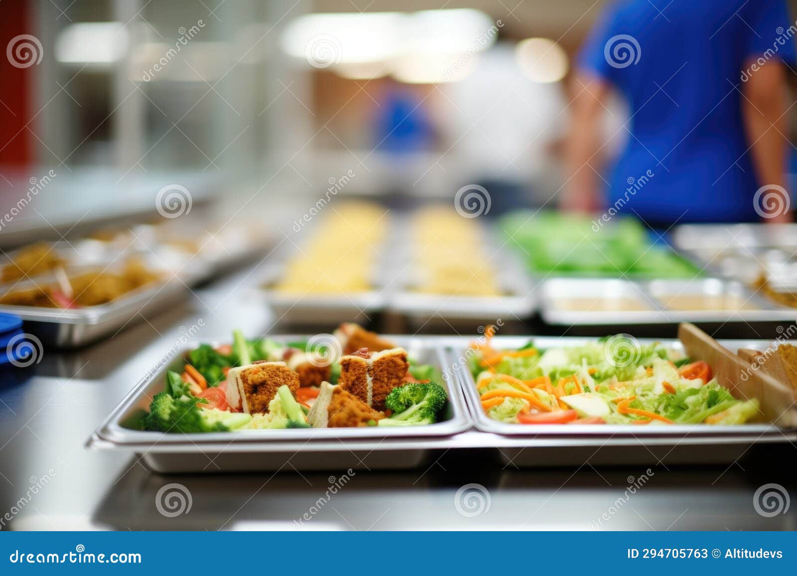 School Cafeteria Trays with Healthy Meals Stock Illustration ...