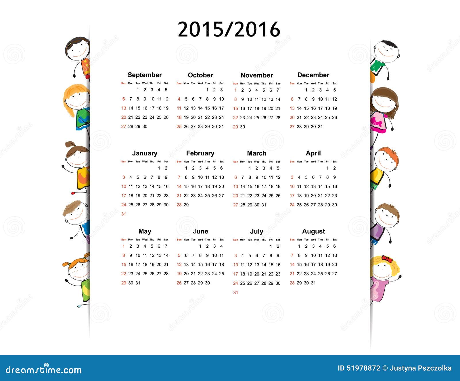 School calendar stock illustration. Illustration of graphic - 51978872