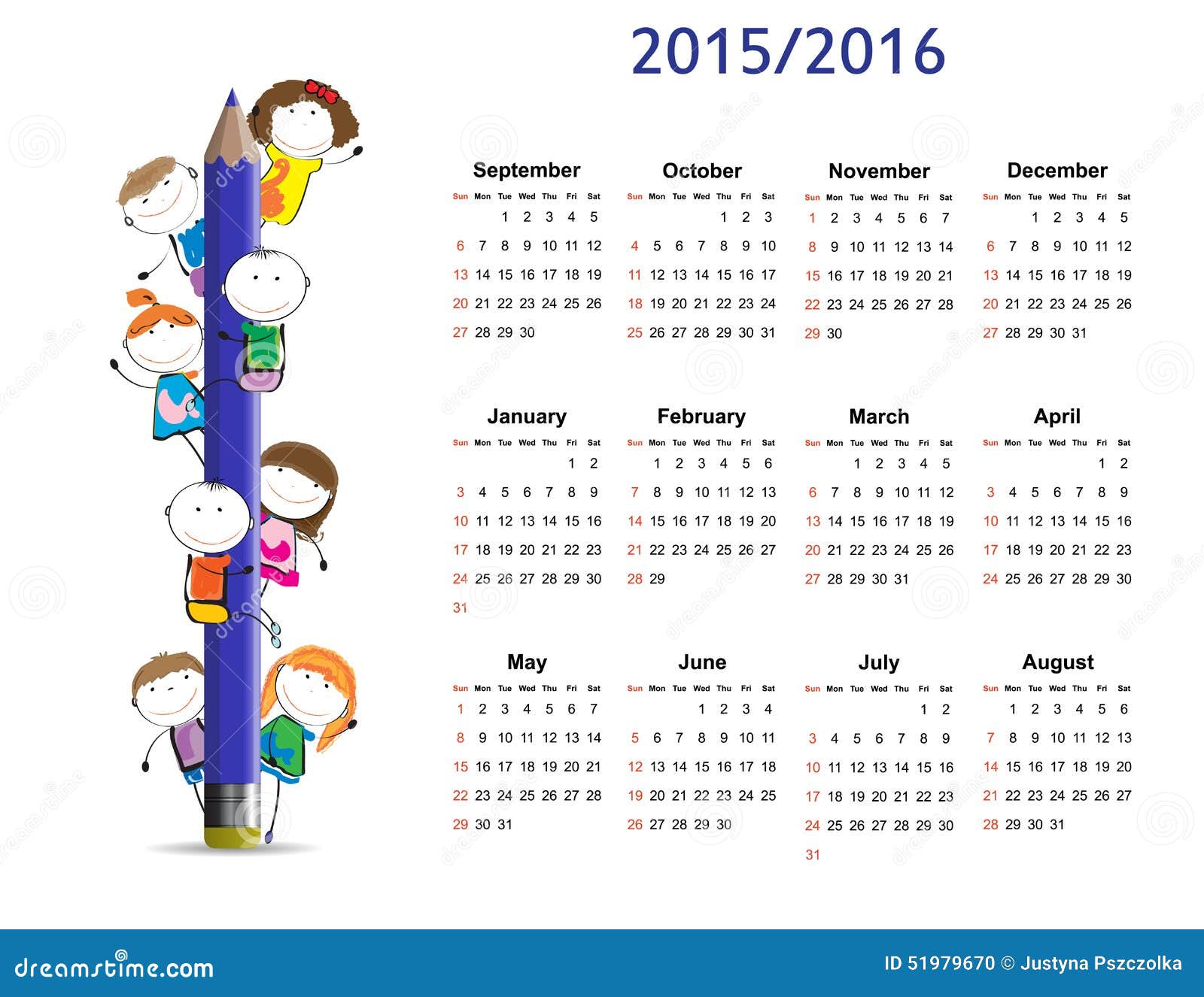 School calendar stock illustration. Illustration of simple - 51979670