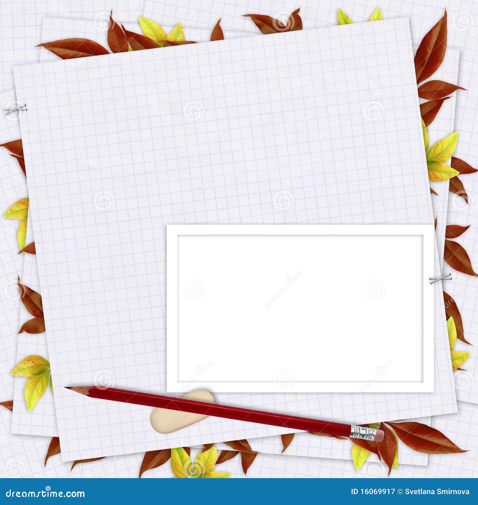 School Card with Paper and Pencils Stock Illustration - Illustration of ...