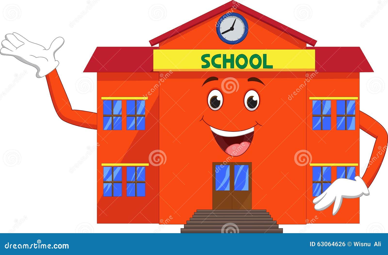 School Cartoon Waving Stock Vector - Image: 63064626
