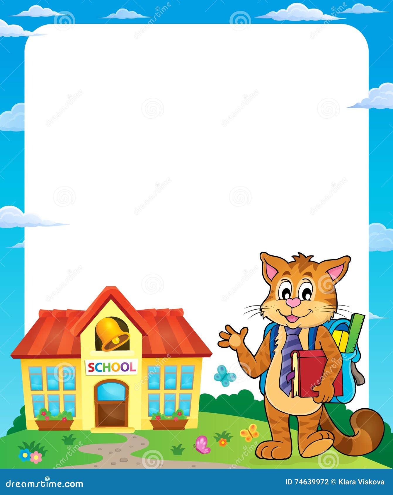 School cat theme frame 1 stock illustration. Illustration of look ...