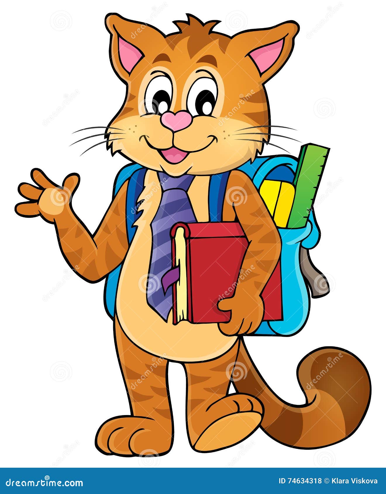 School cat theme image 1 stock vector. Illustration of book - 74634318