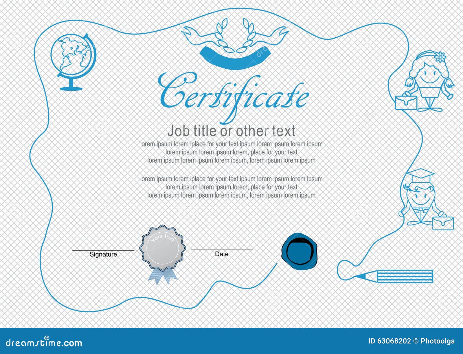 School Certificate. Drawing on the Squared Notebook Stock Vector ...
