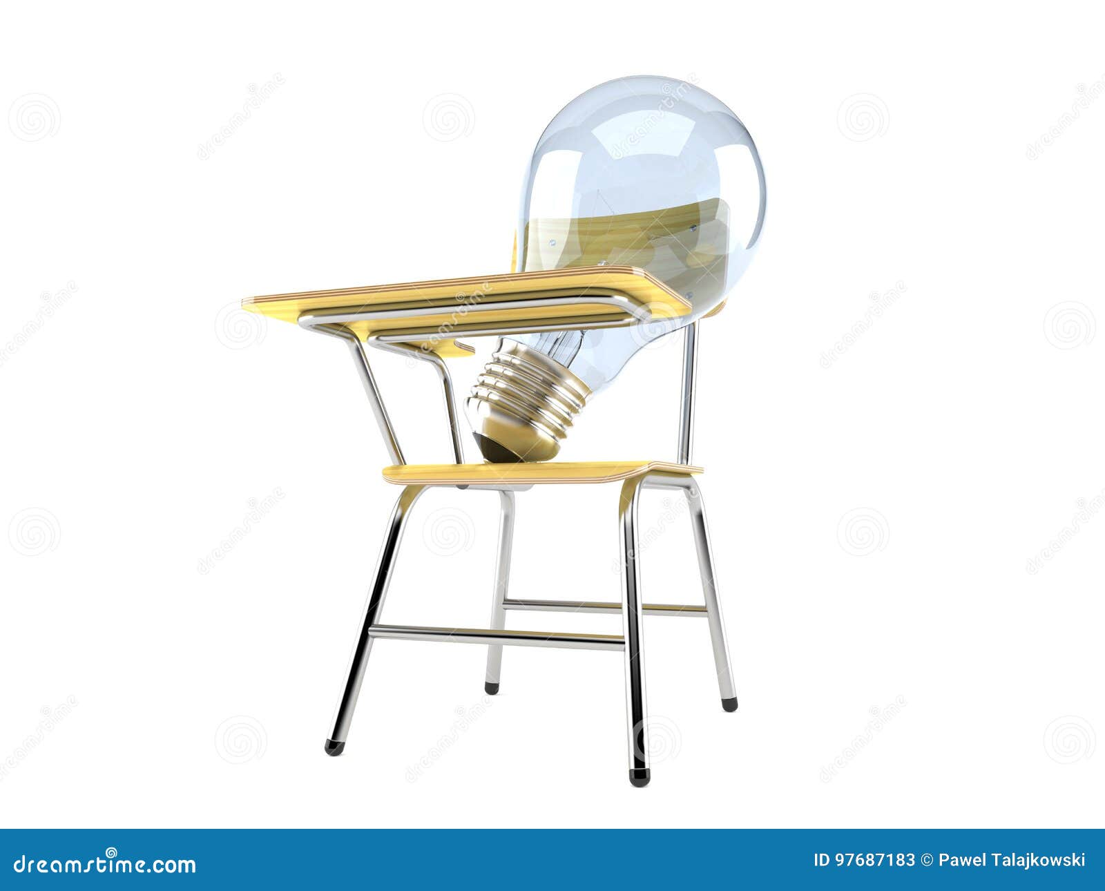 School Chair with Light Bulb Stock Illustration - Illustration of chair ...