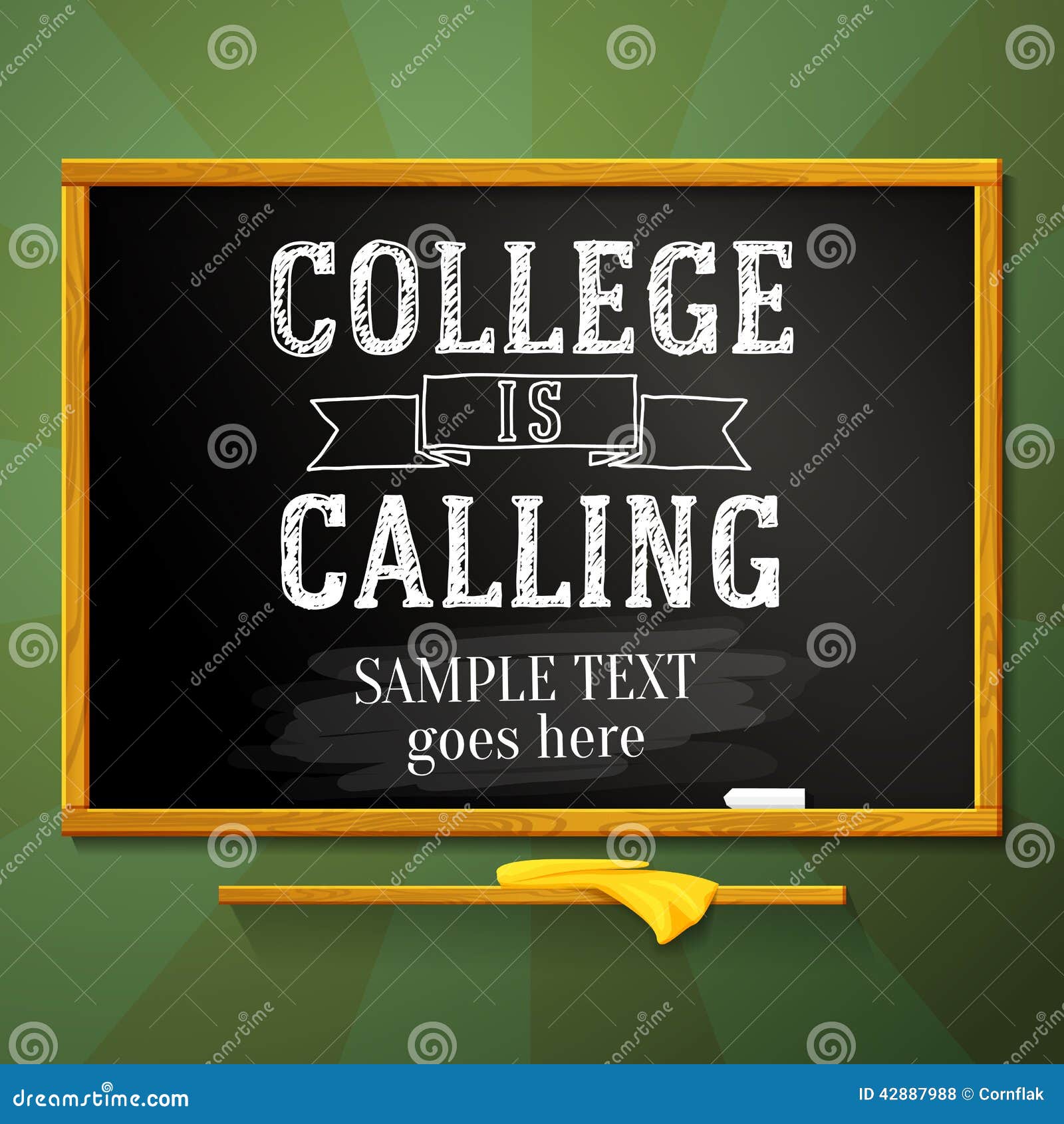 School Chalkboard with College is Calling Greeting Stock Illustration ...