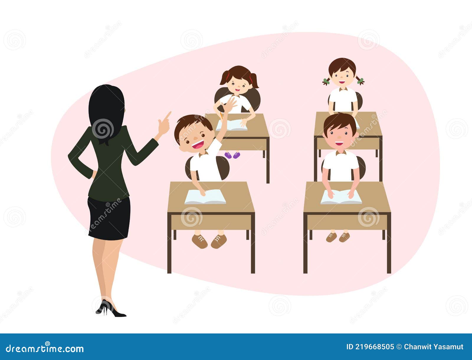 A School with Characters Students and Teachers in Classroom Conceptual ...